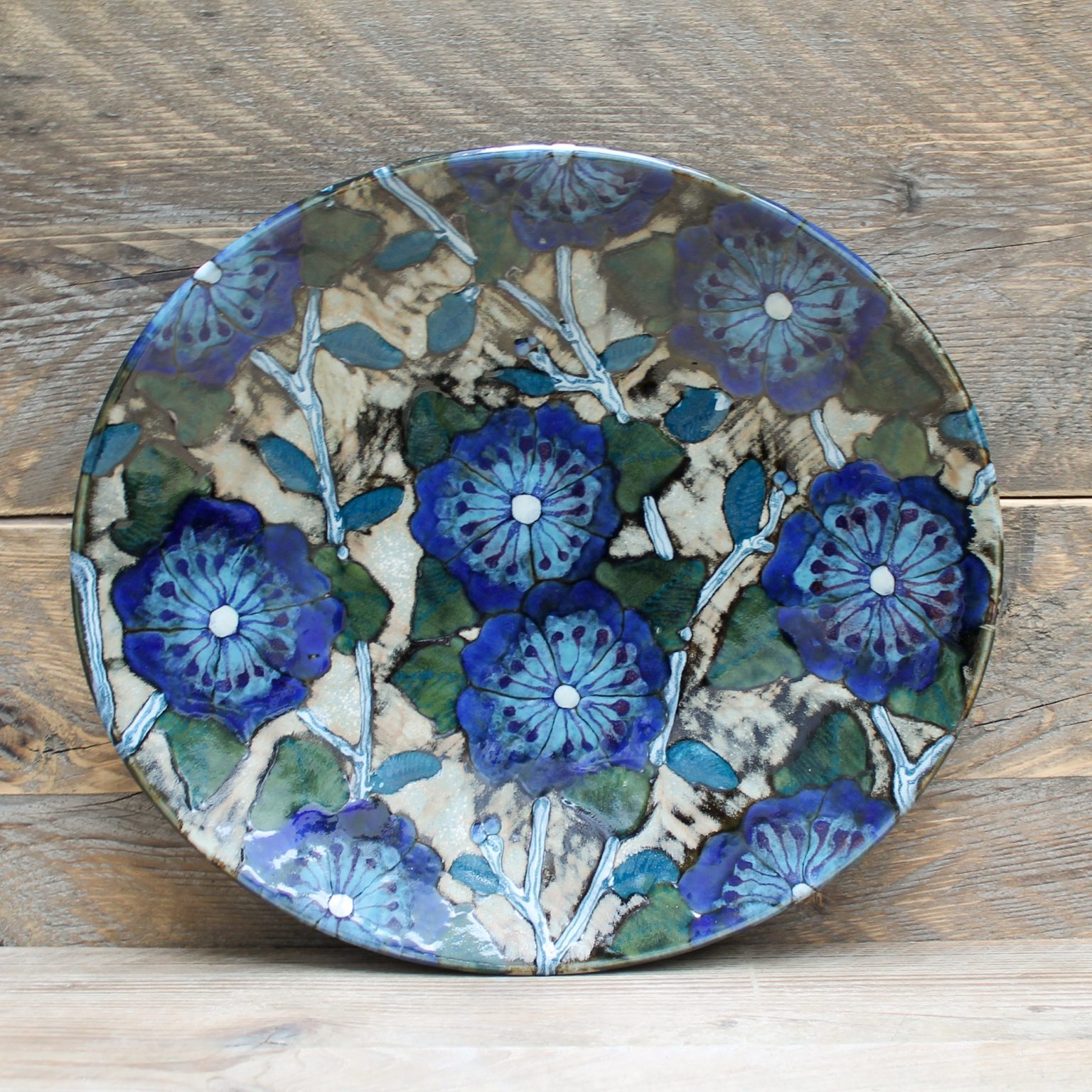 Blue Roses of Sharon Oval Platter | Grayshott Pottery