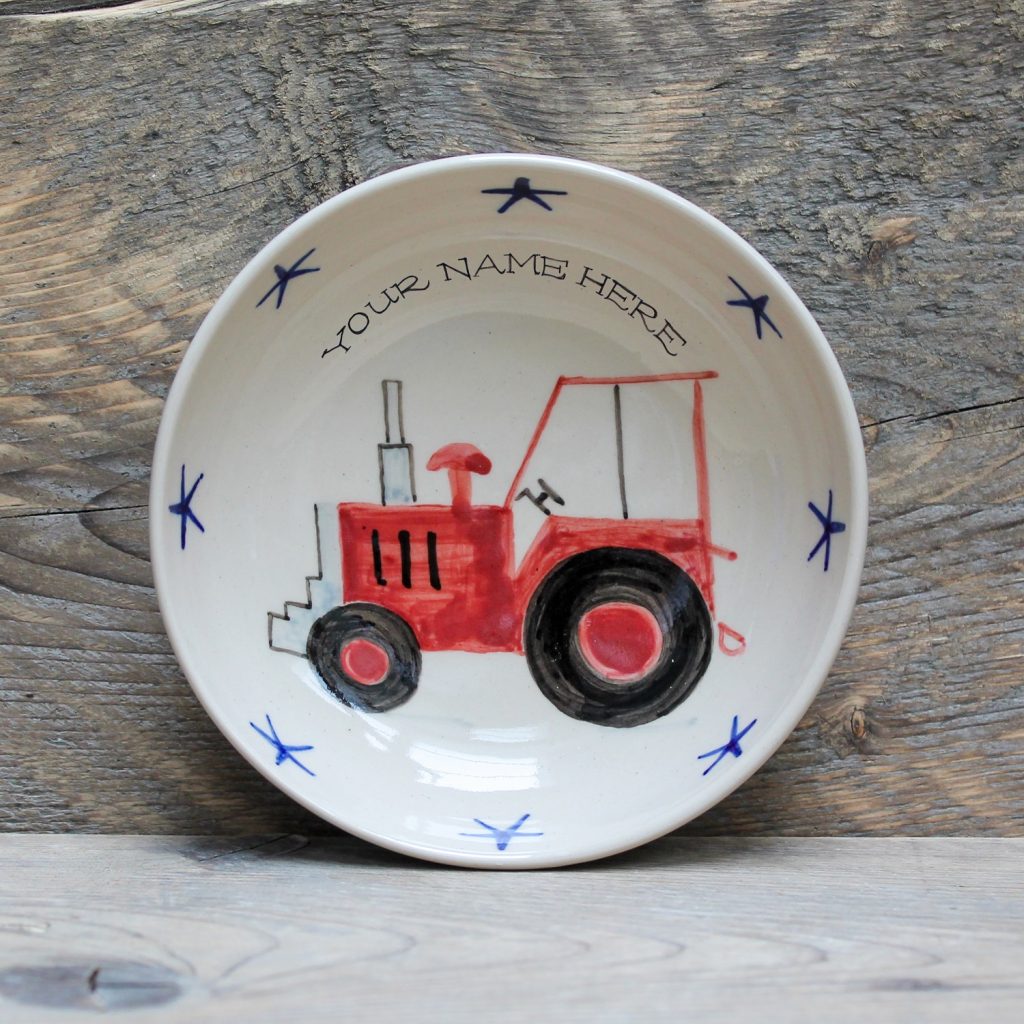 Trevor Tractor Personalised Cereal Bowl | Grayshott Pottery